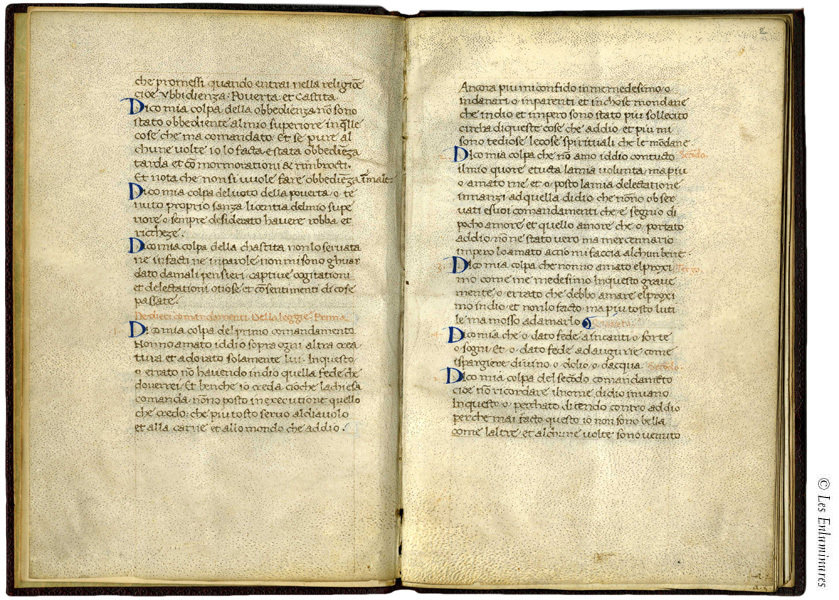 Confessione Illuminated Manuscript Text : Medieval Text Manuscripts