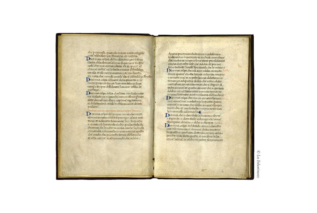 Confessione Illuminated Manuscript Text : Medieval Text Manuscripts