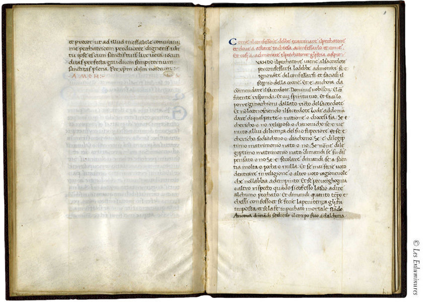Confessione Illuminated Manuscript Text : Medieval Text Manuscripts